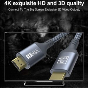 AkoaDa 4K HDMI Cable 6.6FT, 18Gbps High Speed HDMI 2.0 Braided Cable, Supports 4K 60Hz, 2K, 1080P, HDCP2.2 Compatible with Roku/Fire TV/PC/PS5/4/X-Box