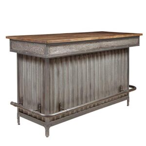 Right2Home Wood and Metal Home Bar, Silver