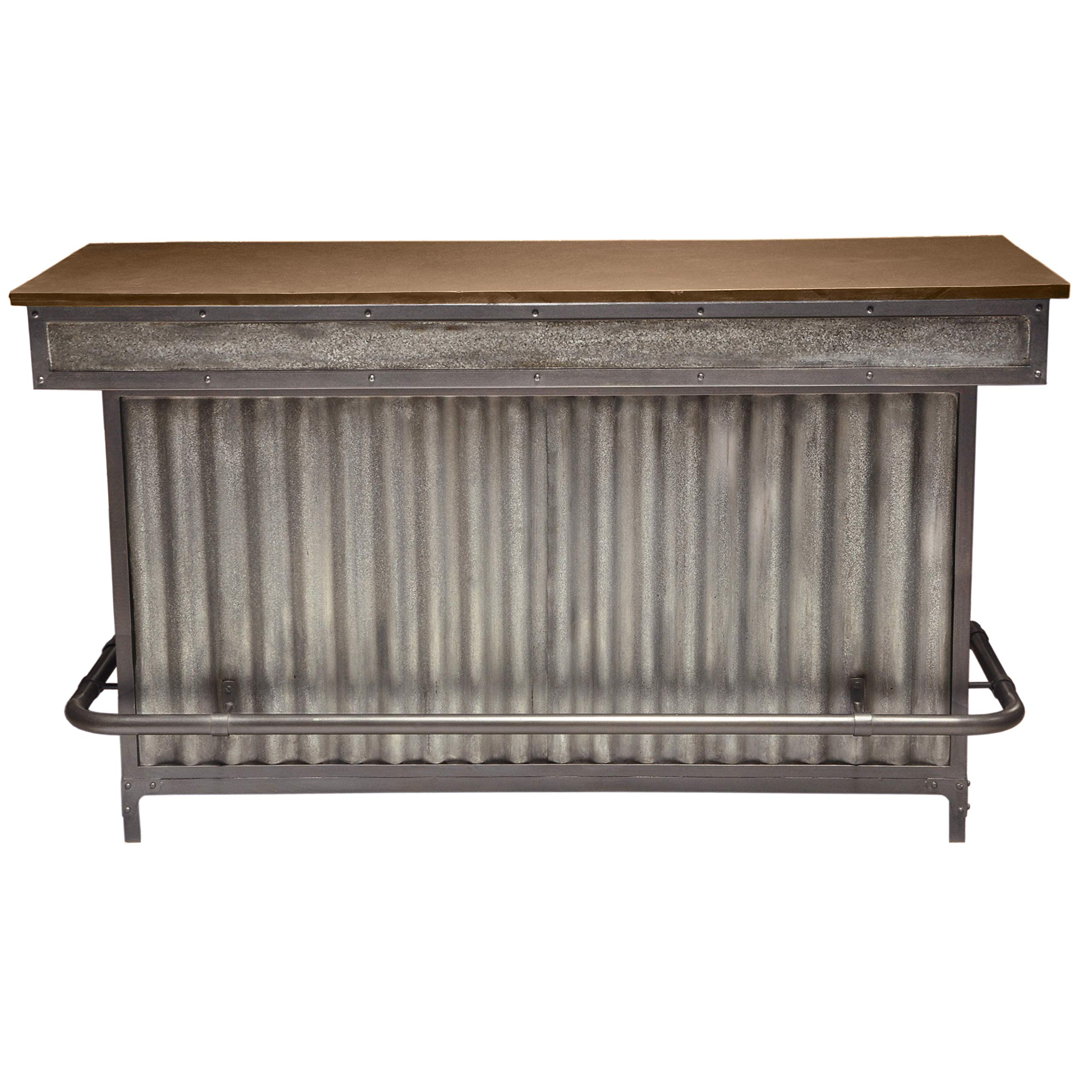 Right2Home Wood and Metal Home Bar, Silver