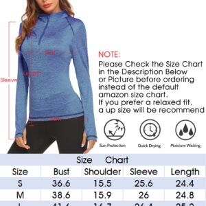 PINSPARK Women's Quick Dry Shirts Long Sleeve for Running Hiking Workout Shirt Half Zip Pullover Blue S