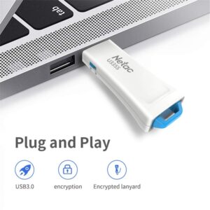 Netac 64GB USB 3.0 Flash Drive Up to 90MB/s Thumb Drive for Data Storage, Pen Drive Write Protection with Push-Pull Design Memory Stick for External Storage Data/Computer/PC/Laptop/Sound-U335S