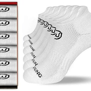 Wonder Young Mens Ankle Athletic Socks Cotton Mesh Cushioned Running Low Cut Tab Socks 6 Pairs