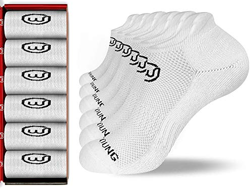 Wonder Young Mens Ankle Athletic Socks Cotton Mesh Cushioned Running Low Cut Tab Socks 6 Pairs