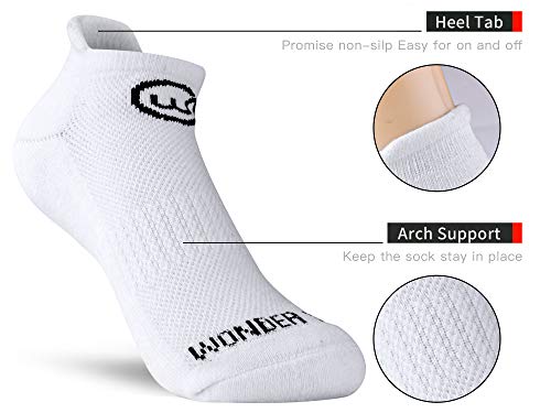 Wonder Young Mens Ankle Athletic Socks Cotton Mesh Cushioned Running Low Cut Tab Socks 6 Pairs