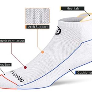 Wonder Young Mens Ankle Athletic Socks Cotton Mesh Cushioned Running Low Cut Tab Socks 6 Pairs