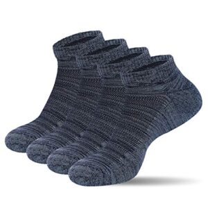 +md mens bamboo seamless low cut athletic socks moisture wicking cushioned no show running socks 4navy13-15