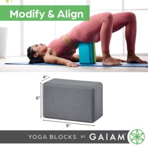 Gaiam Yoga Block (2 Pack) - Supportive Latex-Free EVA Foam Soft Non-Slip Surface for Yoga, Pilates, Meditation, Lagoon (2-Pack)