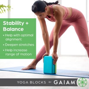 Gaiam Yoga Block (2 Pack) - Supportive Latex-Free EVA Foam Soft Non-Slip Surface for Yoga, Pilates, Meditation, Lagoon (2-Pack)