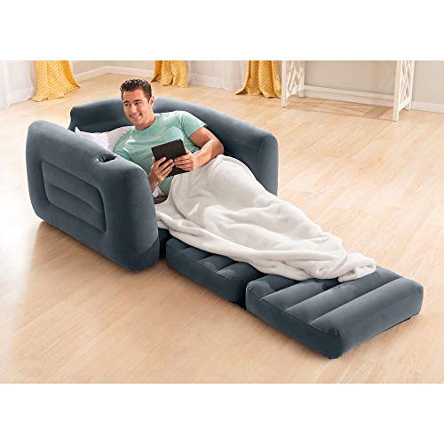 INTEX 66551EP Inflatable Pull-Out Sofa Chair Sleeper that works as an Air Bed Mattress, Twin Sized (2 Pack)