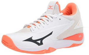 mizuno womens wave impulse tennis shoe , white-fiery coral , 7.5