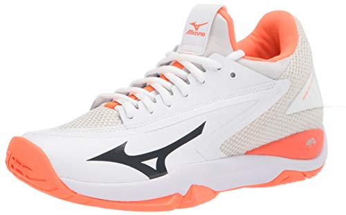 Mizuno Womens Wave Impulse Tennis Shoe , White-fiery Coral , 7.5