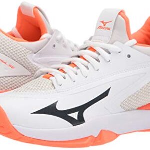 Mizuno Womens Wave Impulse Tennis Shoe , White-fiery Coral , 7.5