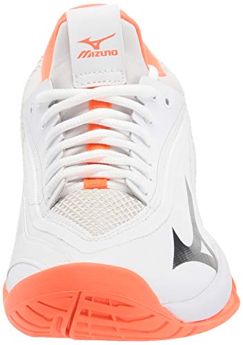 Mizuno Womens Wave Impulse Tennis Shoe , White-fiery Coral , 7.5