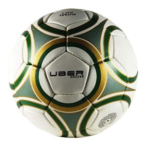 Uber Soccer Regulation Size and Weight Indoor Futsal Soccer Ball (Green Gold Matte, 3)