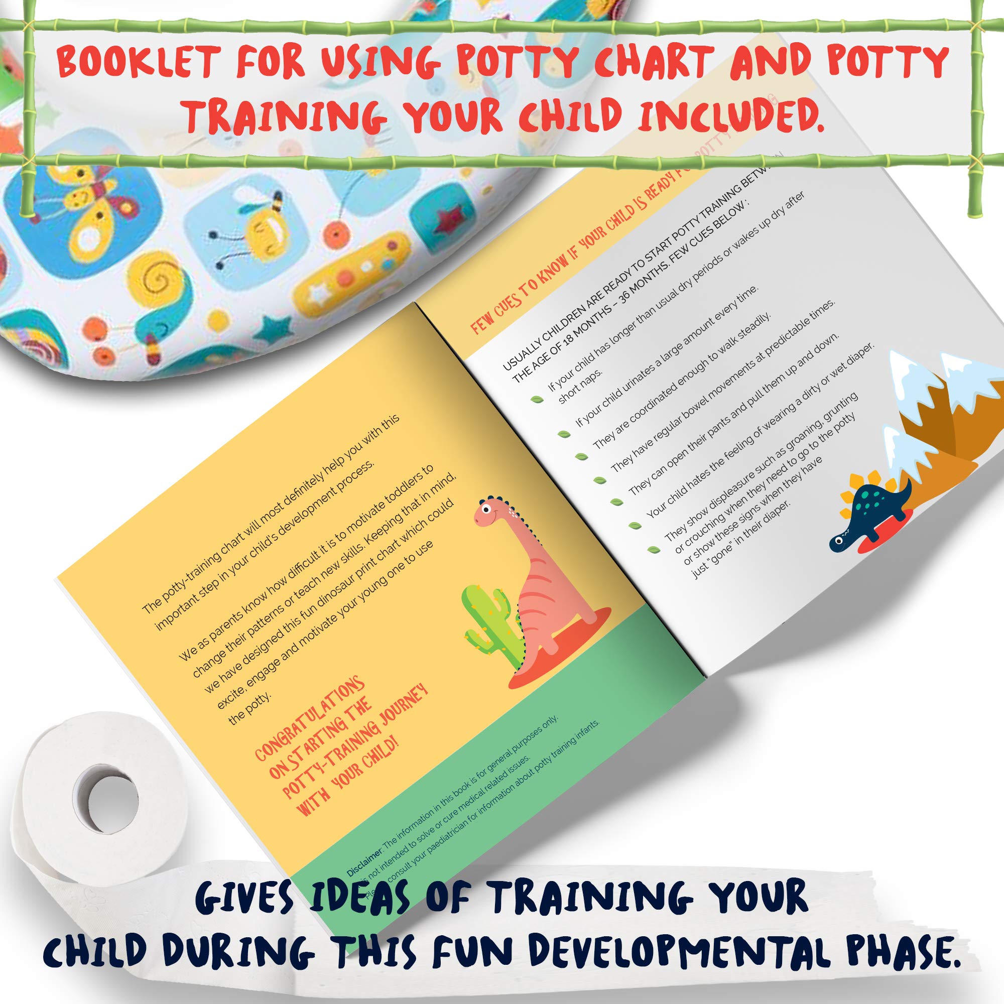 ATHENA FUTURES Potty Training Chart for Toddlers Magnetic Reuseable - Dinosaur Design Waterproof - Chart, 35 Magnetic Stickers, Certificate, Instruction Booklet, Crowns and More - for Boys and Girls