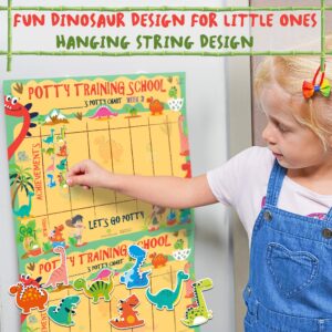 ATHENA FUTURES Potty Training Chart for Toddlers Magnetic Reuseable - Dinosaur Design Waterproof - Chart, 35 Magnetic Stickers, Certificate, Instruction Booklet, Crowns and More - for Boys and Girls