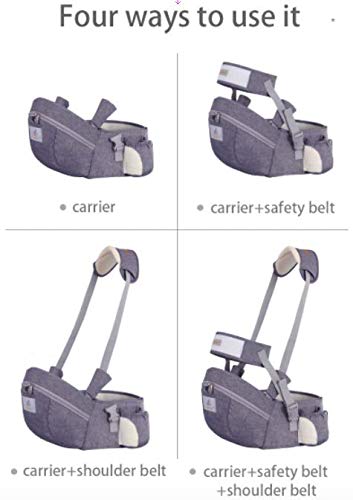 Baby Hip Seat Carrier Baby Waist Stool for Child Infant Toddler with Adjustable Strap Buckle Pocket Soft Inner Huge Storage (Dark Grey)