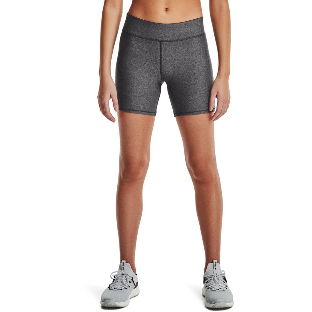 Under Armour Women's HeatGear Armour Mid Rise Middy , Charcoal Light Heather (019)/Black , X-Large