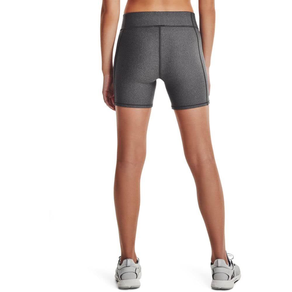 Under Armour Women's HeatGear Armour Mid Rise Middy , Charcoal Light Heather (019)/Black , X-Large