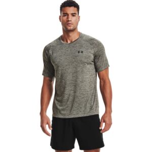 under armour men's tech 2.0 v-neck short-sleeve t-shirt , victory green (369)/black, small