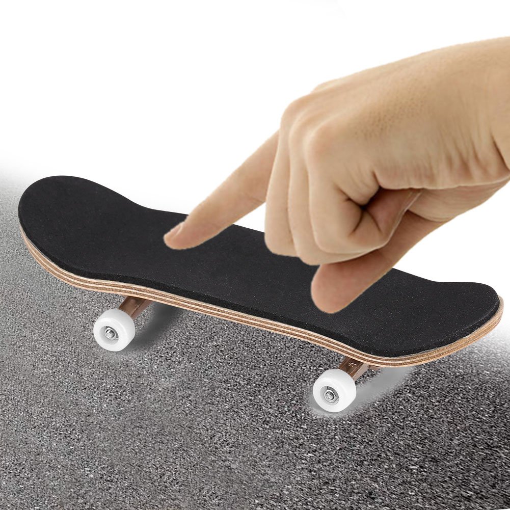 Hongzer Mini Skateboards for Fingers, Maple Wooden+Alloy Fingerboard Finger Skateboards with Box Reduce Pressure Kids Gifts, Finger Toy Skateboards(White)