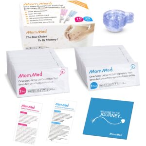 MomMed Ovulation and Pregnancy Test Strips (HCG20-LH70), at Home Ovulation Predictor Kit Includes 20 Pregnancy Tests, 70 Ovulation Test Strips and 90 Urine Cups, Accurate Fertility Test, OPK Tests