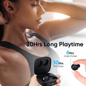 COUMI Wireless Earbuds, Bluetooth Earphones Stereo in-Ear Headphones ENC Mic Headset Touch Control w/EQ,30 Hours Playtime w/Charging Case,IPX7 Waterproof for Running Workout,Black