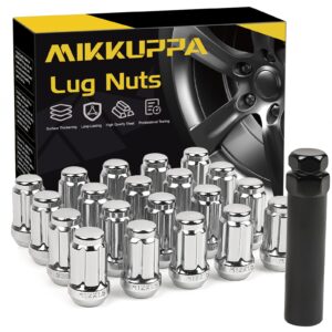 mikkuppa m12x1.5 spline lug nuts - replacement for 2006-2019 ford fusion, 2000-2019 ford focus, 2001-2019 ford escape aftermarket wheel - 20pcs chrome closed end lug nuts