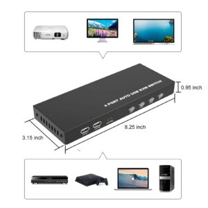 MT-VIKI 4 Port KVM Switch Hotkey HDMI w/ 4 USB Cables & 4 HDMI Cables 4K 30Hz w/ 2 USB Hubs for U Disk and Printer