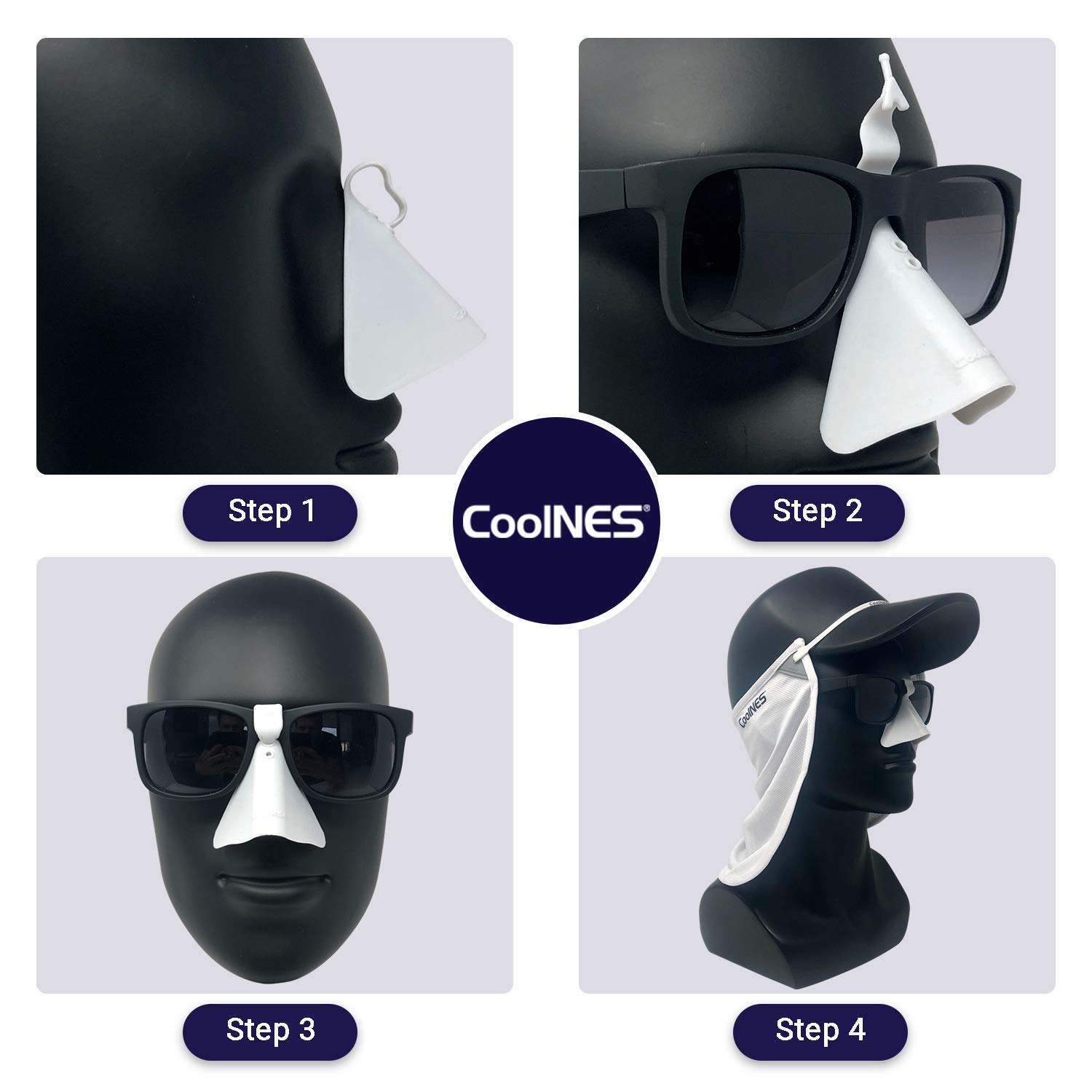 CoolNES - 4 Pack - UV Nose Guards for Glasses - Skin Sun Protection - Shield Guard Protector UPF 50+ Patented