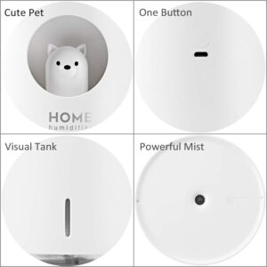 700mL Humidifiers for Bedroom Home Office,SIXKIWI Cute Bear Cool Mist Humidifier USB Ultrasonic,2 Mist Mode Timer 18hrs Auto Shut-Off 7 Color LED Lights for Babies(White)