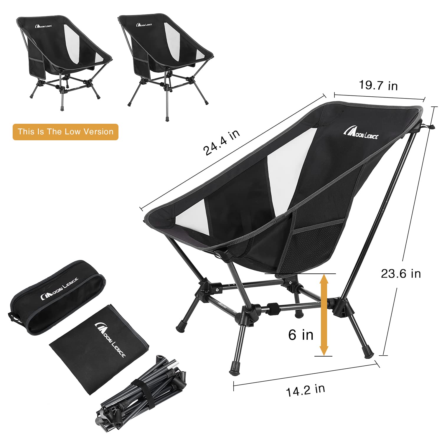 MOON LENCE Backpacking Chair Outdoor Camping Chair Compact Portable Folding Chairs with Side Pockets Packable Lightweight Heavy Duty for Camping Backpacking Hiking