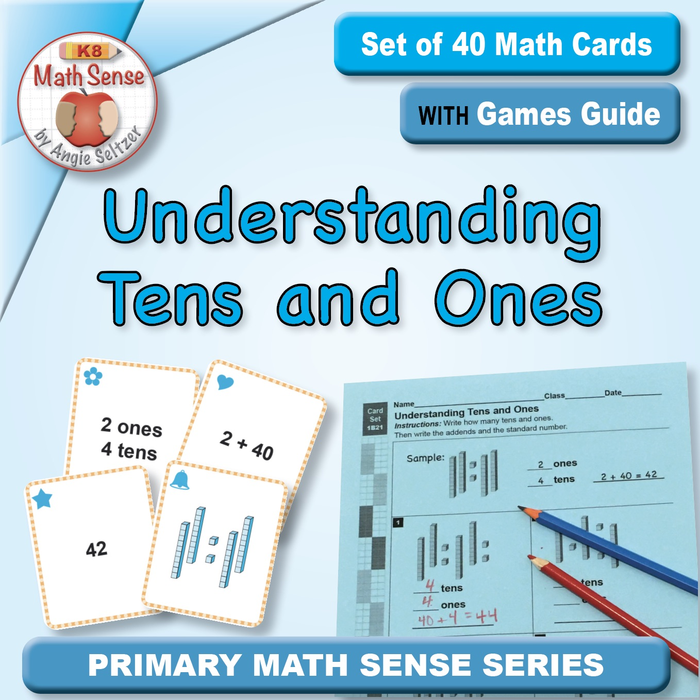 Understanding Tens and Ones: Set of 40 Math Cards with Games Guide 1B21