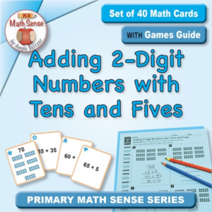 adding 2-digit numbers with tens & fives: 40 math cards with games guide 1b34-t