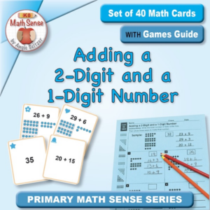 adding a 2-digit and a 1-digit number: 40 math cards with games guide 1b32