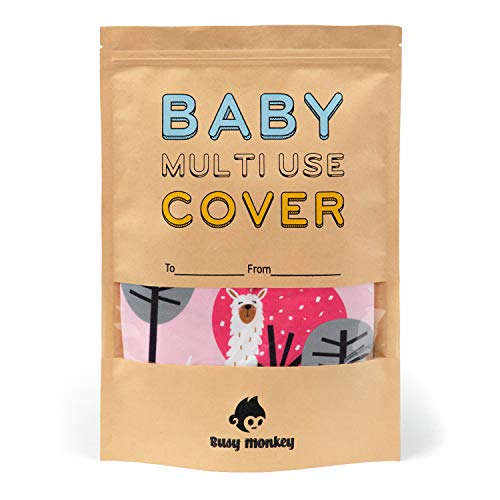 Multi Use Nursing Breastfeeding Cover Scarf, Car Seat Canopy by Busy Monkey, Shopping Cart, High Chair, Stroller and Carseat Covers for Boys and Girls-Infinity Stretchy Shawl, Baby Shower-Llama