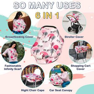 Multi Use Nursing Breastfeeding Cover Scarf, Car Seat Canopy by Busy Monkey, Shopping Cart, High Chair, Stroller and Carseat Covers for Boys and Girls-Infinity Stretchy Shawl, Baby Shower-Llama