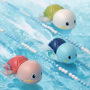 Baby Bath Toys, Wind up Swimming Turtle Toys for Toddlers, Floating Water Bathtub Shower Toys, Bathroom Pool Play Sets Fun Bathtime Gift for Kids Infants Boys Girls (3 Pack)