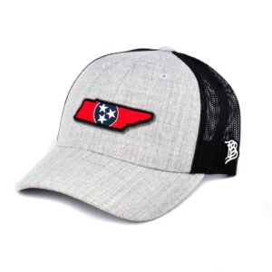 Branded Bills 'The 16 PVC' Tennessee Patch Hat Curved Trucker - One Size Fits All (Heather Grey/Black)