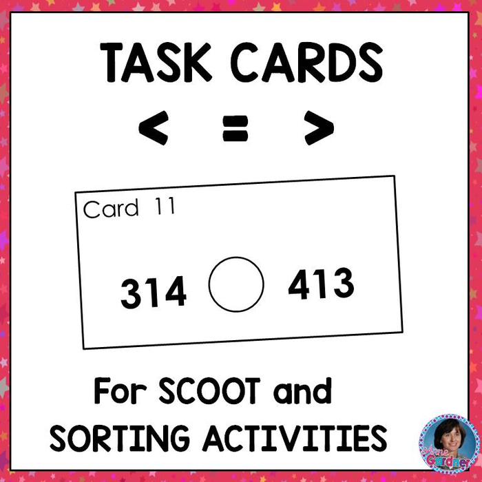 Second Grade Math: Comparison Task Cards for Sorting & Scoot Games {2 & 3 Digit Numbers}