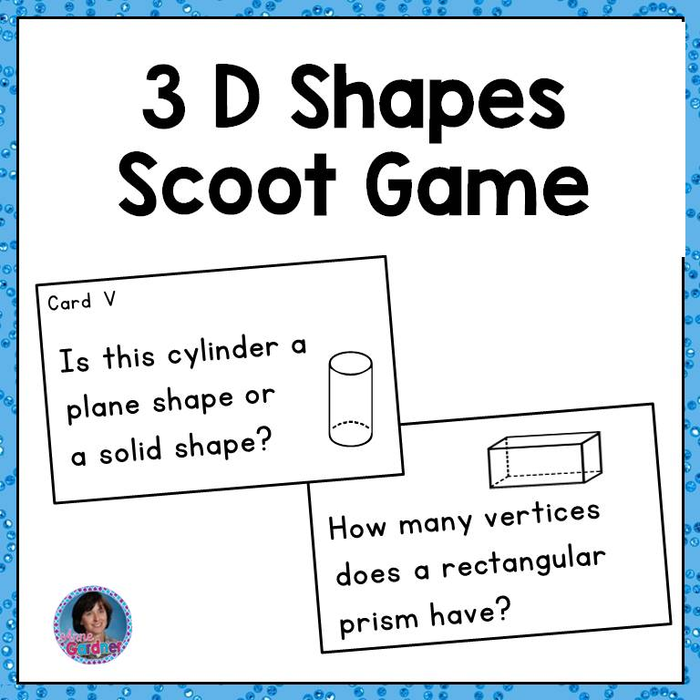 3 D Shapes Task Cards for Use in Partner Work or Scoot Games