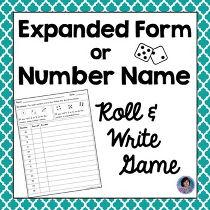 Second Grade Math Standard and Expanded Form Game {Roll and Write}