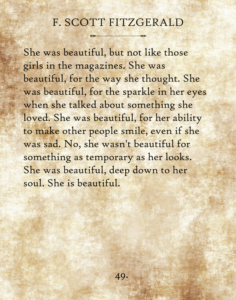 f. scott fitzgerald quote - she was beautiful classroom wall print