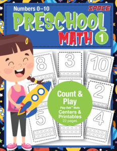 preschool math 1-10 count and play - play-doh® mat | home learning and no prep morning activities | space rocket galaxy theme