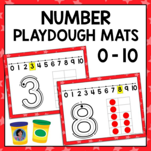 pre-k and kindergarten playdough number mats with ten frames for numbers through ten