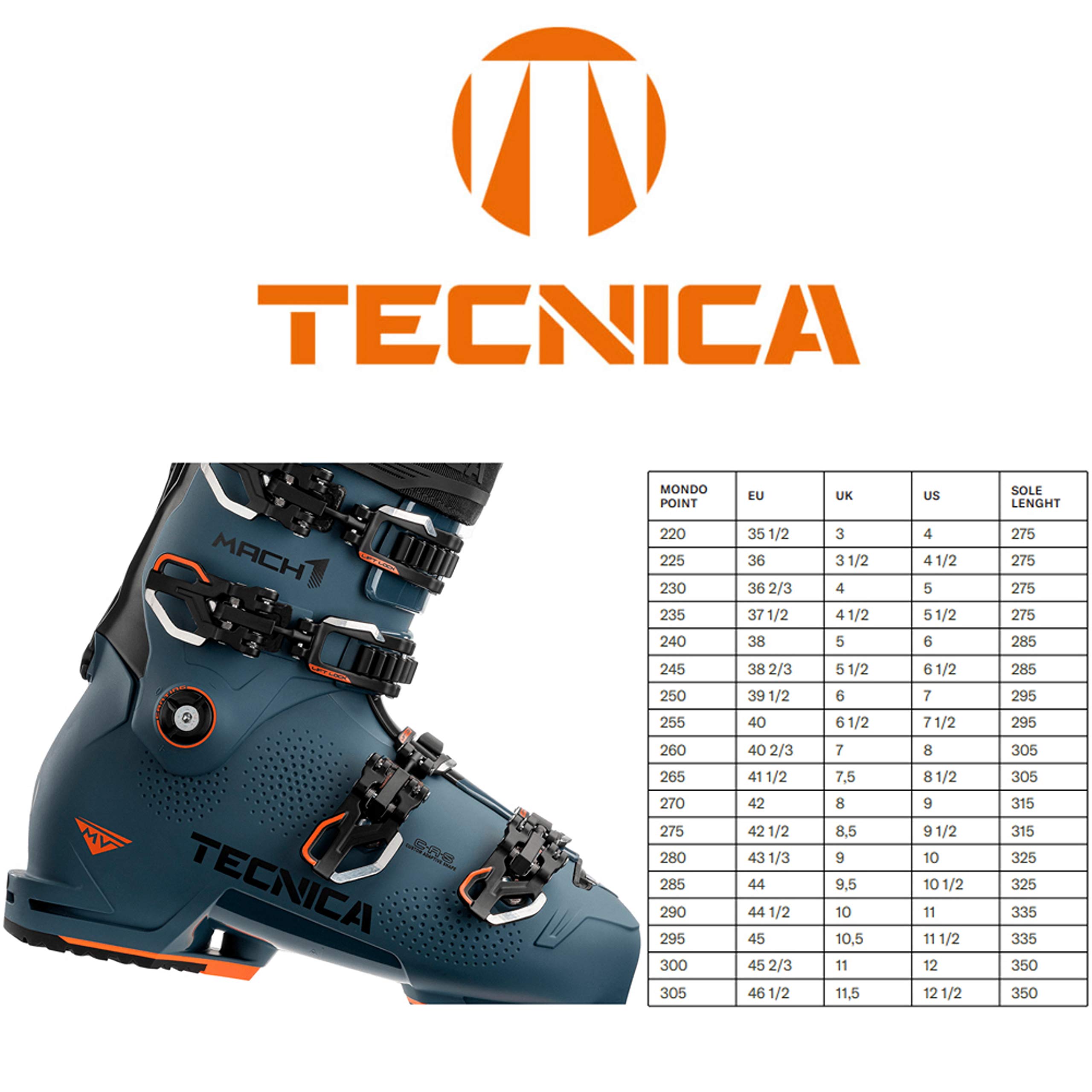 Tecnica Men's Mach1 MV Mid Volume 120 All-Mountain Ski Boots, Dark Avio, 25.5