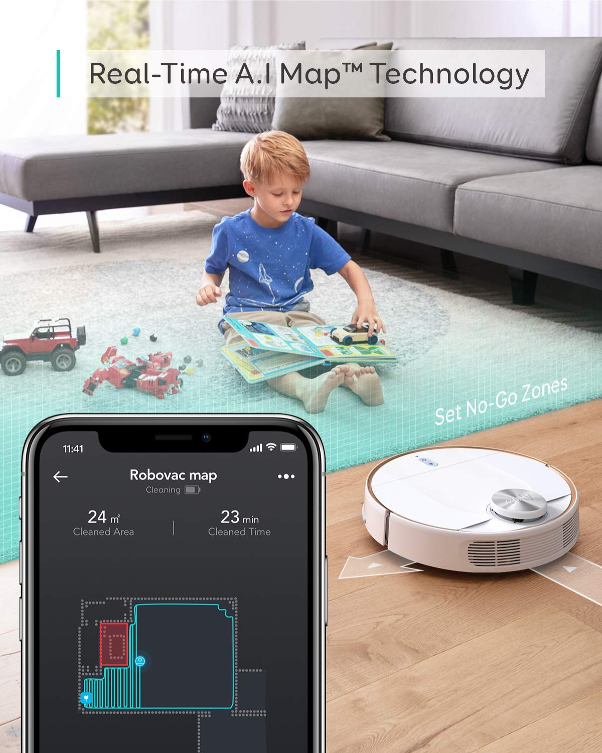 eufy RoboVac L70 Hybrid, The Cleaner, iPath Laser Navigation, 2-1 in Sweeping and Mopping, wi-fi, pa 2200 Strong Suction, Quiet, Self Charging,Ideal for Hardwood Floors,White (Renewed)