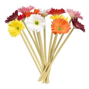 martine mall 12pcs multi color artificial daisy bouquet 12.6" tall fake daisy stems multicolor daisy flower bulk gerbera daisy flower for party home kitchen garden wedding decorations