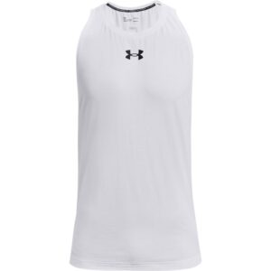 under armour men's baseline cotton tank , white (100)/black, medium