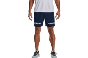 under armour woven graphic wordmark shorts, academy blue (408)/white, medium